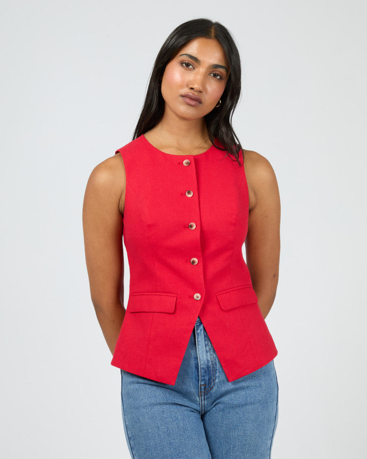 All About Eve Mavis Vest - Red – OFF THE RAC