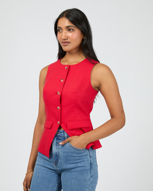 All About Eve Mavis Vest - Red – OFF THE RAC