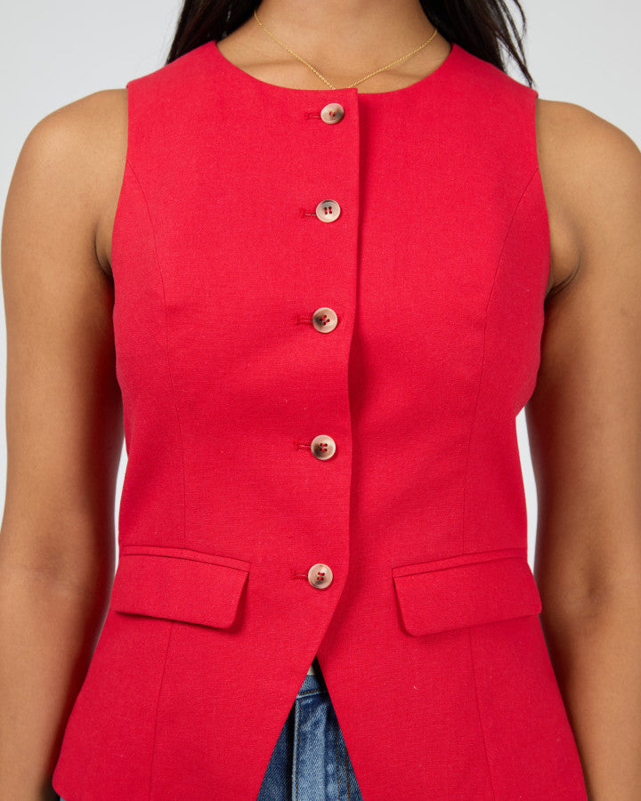 All About Eve Mavis Vest - Red – OFF THE RAC